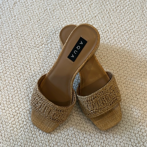 Aqua | Shoes | Raffia Block Heel Sandal | Poshmark